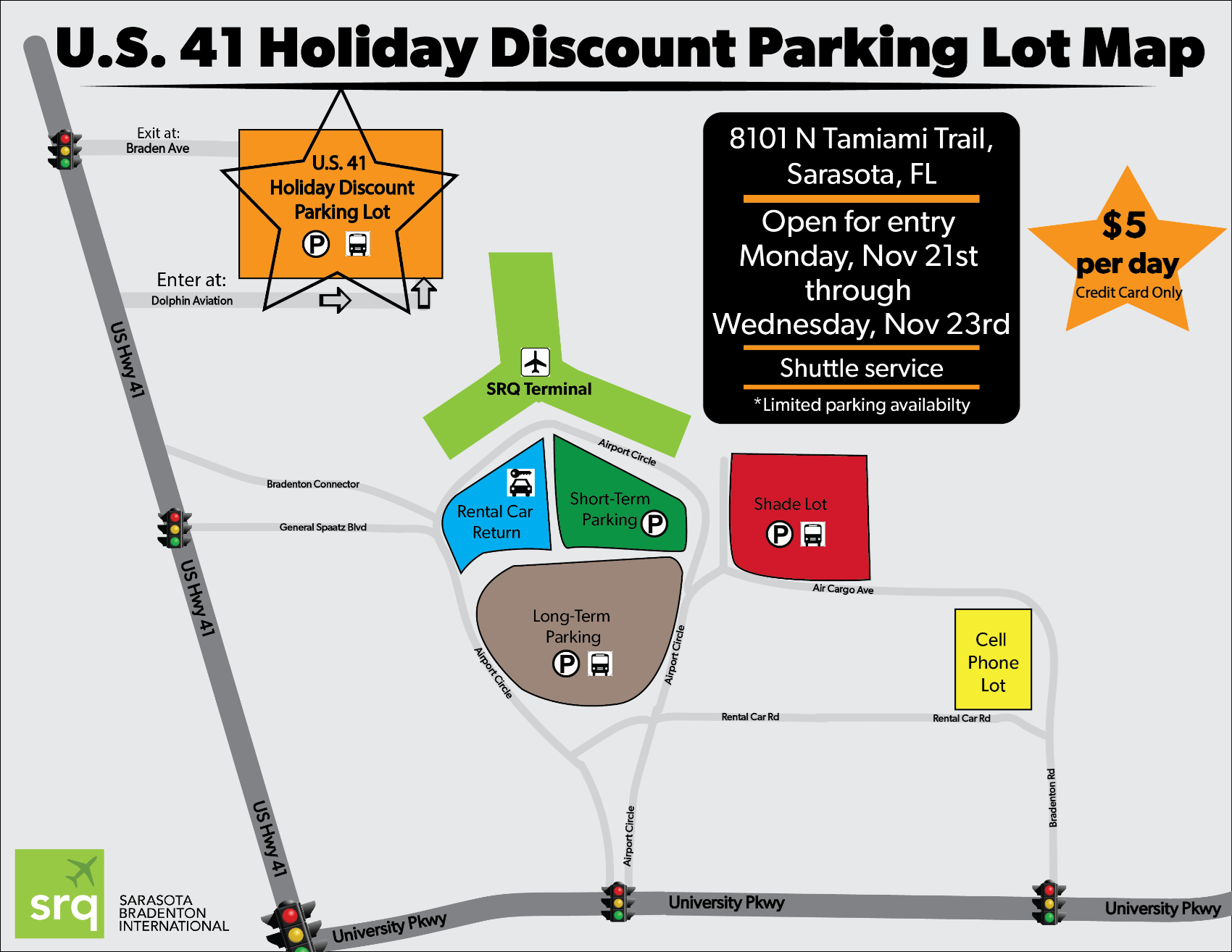 U S 41 Holiday Discount Parking Lot Fly SRQ